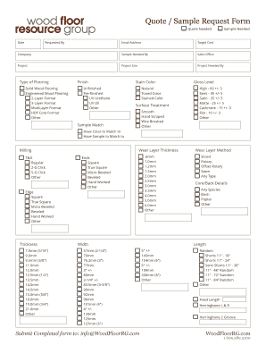 Fillable Online Quote / Sample Request Form Fax Email Print - pdfFiller