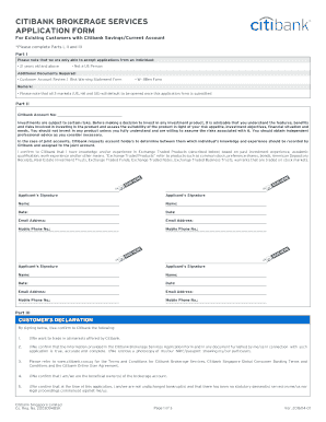 Fillable Online CITIBANK BROKERAGE SERVICES APPLICATION FORM For ...