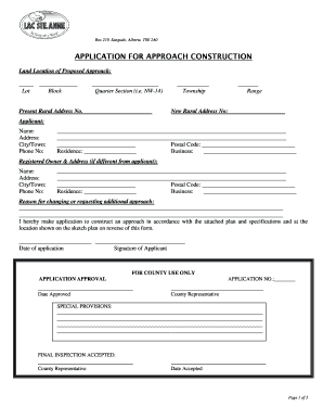 Fillable Online lsac Approach Construction Application - Lac Ste. Anne ...