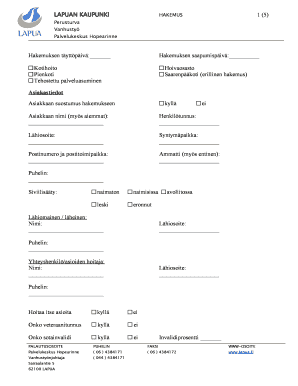 Fillable Online lapua LAPUAN KAUPUNKI HAKEMUS 1 5 Perusturva Vanhusty ...
