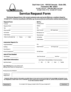 Fillable Online Service Request Form - Deaf Inter-Link Fax Email Print ...