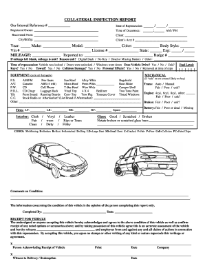 Fillable Online COLLATERAL INSPECTION REPORT Registered Owner ... Fax ...