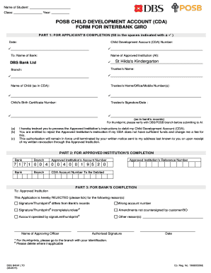 Fillable Online Name of Student: Class: Year: POSB CHILD DEVELOPMENT ...