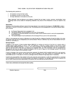 Fillable Online theicons The icon- elevator reservation policy - The ...