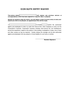 Fillable Online theicons Icon suite entry waiver - The Icons - theicons ...