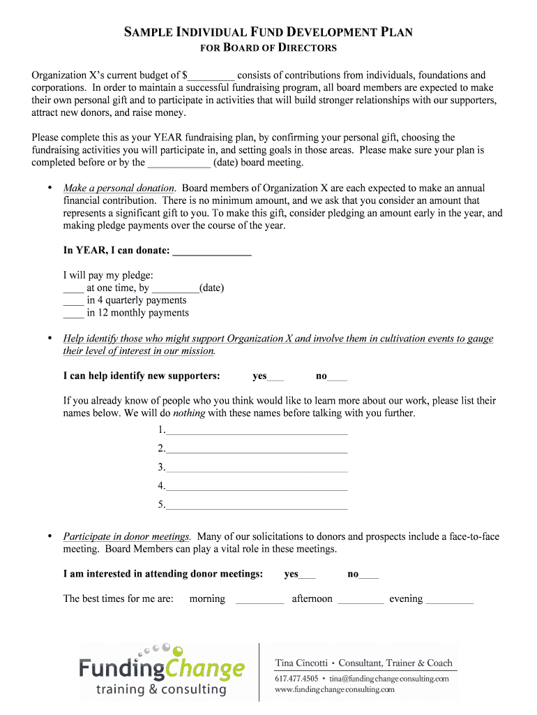 Fillable Online Fundraising Commitment Forms for Individual Board ...
