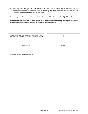 Fillable Online SPECIAL CONDITIONS ENDORSEMENT - bipcb-bnvbbcomb Fax ...