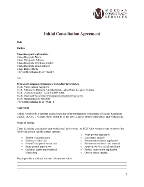 Fillable Online Initial Consultation Agreement - Morgan Consultancy ...