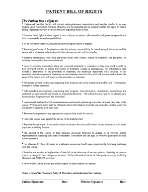 Fillable Online Patient Bill of Rights Form - Dr Marouk Fax Email Print ...