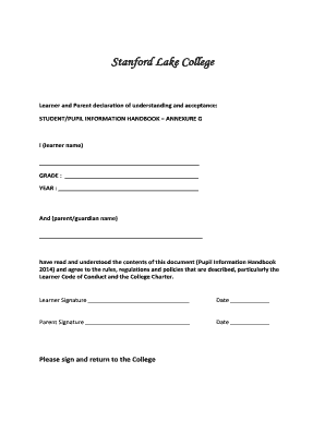 Fillable Online slc co Stanford Lake College Learner and Parent ...