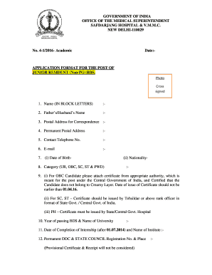 Fillable Online vmmc-sjh nic Download Junior Resident Non-PG BDS ...