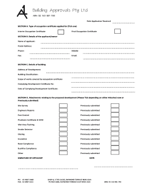 Fillable Online OC application form for use with Complying Development ...