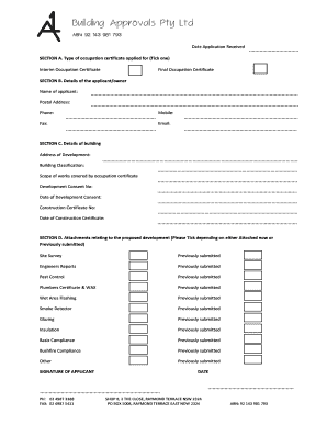Fillable Online OC application form for use with Construction ...