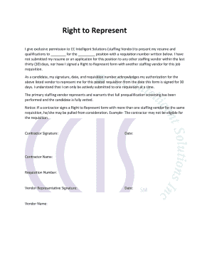 Fillable Online Right to Represent - CC Intelligent Solutions, Inc. Fax ...