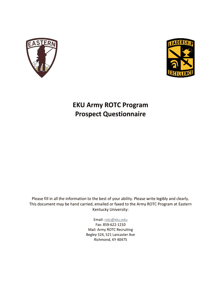 Fillable Online armyrotc eku EKU Army ROTC Program Prospect ...