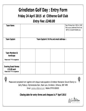Fillable Online grindleton Grindleton Golf day entry form - grindleton ...