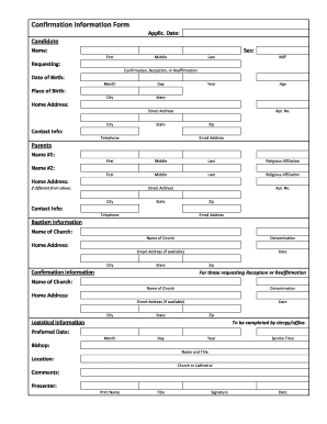 Fillable Online Confirmation Information Form - saintnickscom Fax Email ...