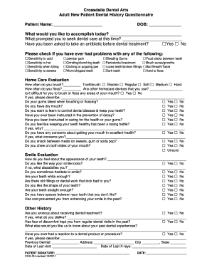 Fillable Online Adult New Patient Dental History Questionnaire Patient ...