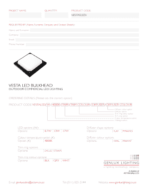 Fillable Online genluxlighting co VESTA LED BULKHEAD OUTDOOR COMMERCIAL ...