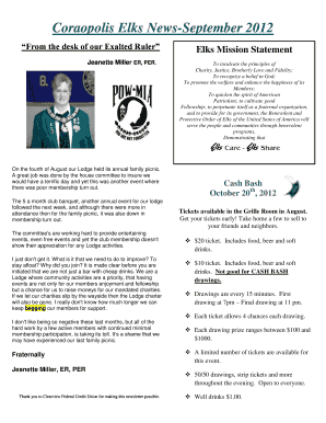 Fillable Online Exalted Ruler s Message Fax Email Print - pdfFiller