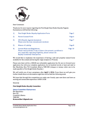 Fillable Online Dear Contestant: - Pete Knight Days Fax Email Print ...