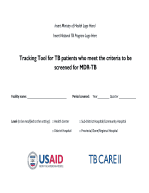 Fillable Online drtbnetwork Tracking Tool for TB patients who meet the ...