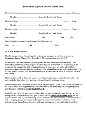 Fillable Online v2 sweetwaterbc Sweetwater Baptist Church Consent Form ...