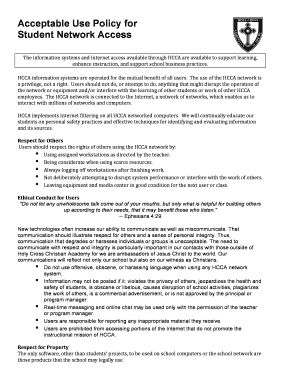 Fillable Online Acceptable Use Policy for Student Network Access - Holy ...