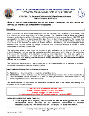 Fillable Online ceo lacounty investing in early educators stipend ...