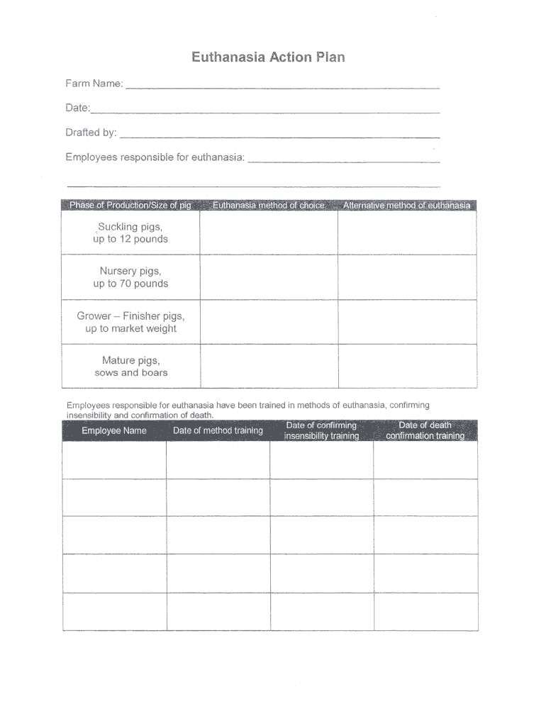 Fillable Online Euthanasia Action Plan - Waseca Vet Clinic Fax Email ...