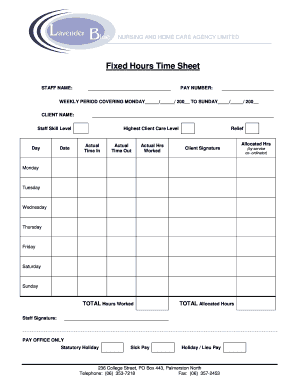 Fillable Online Timesheet Fixed Hoursdoc Fax Email Print - pdfFiller