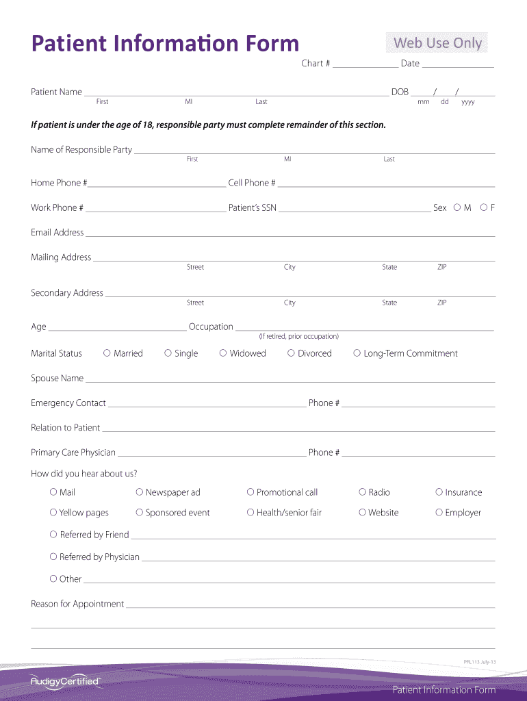 Fillable Online Patient Information Form - Staten Island Audiological ...