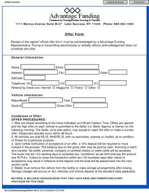 Fillable Online Offer Form - Advantage Funding Fax Email Print - pdfFiller