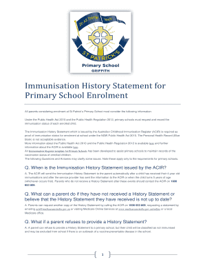 Fillable Online Immunisation History Statement for Fax Email Print ...