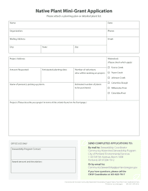 Fillable Online Native Plant Mini-Grant Application Fax Email Print - pdfFiller