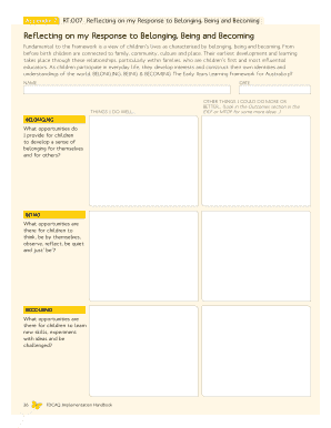 Fillable Online fdcqld Reflecting on my Response to Belonging Being and ...