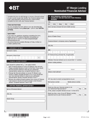 Fillable Online Nominated Financial Adviser Form - BT Fax Email Print - pdfFiller