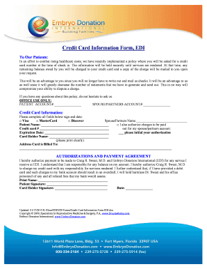 Fillable Online Credit Card Information Form EDI Fax Email Print ...