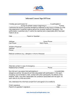 Fillable Online Informed Consent Sign Off Form Fax Email Print - pdfFiller