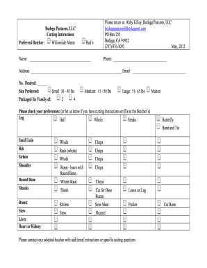 Fillable Online Cutting Form 2012 Fax Email Print - pdfFiller