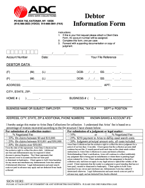 Fillable Online Debtor Information Form - Home Fax Email Print - pdfFiller