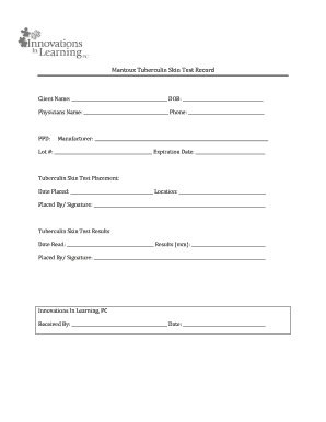 Fillable Online innovationsinlearning Mantoux Tuberculin Skin Test ...