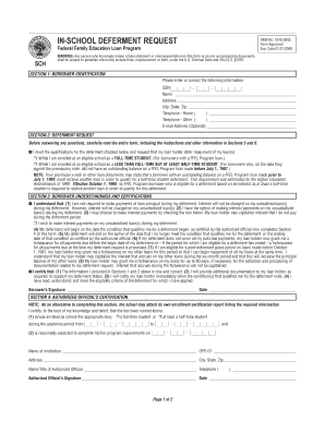 Fillable Online IN-SCHOOL DEFERMENT REQUEST - Take the Challenge Fax ...