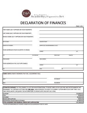 Fillable Online laafa Declaration of finances - Laafa - laafa Fax Email ...