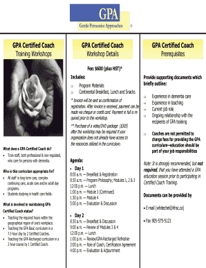 Fillable Online ageinc GPA Certified Coach Training Workshops GPA ...