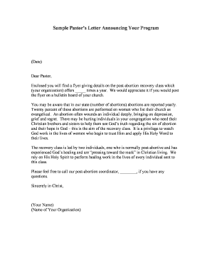 Fillable Online ramahinternational Sample Pastor's Letter Announcing ...