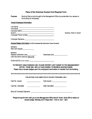 Fillable Online Plaza of the Americas Access Card Request Form Fax ...