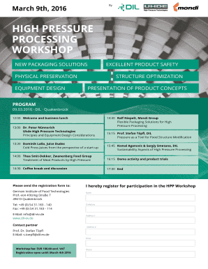 Fillable Online dil-ev HigH Pressure Processing WorksHoP Fax Email ...