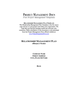 Fillable Online Relationship Management Plan Template Relationship ...
