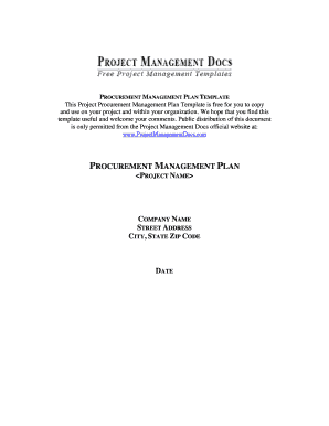 Fillable Online Procurement Management Plan Template PMBOK Procurement ...